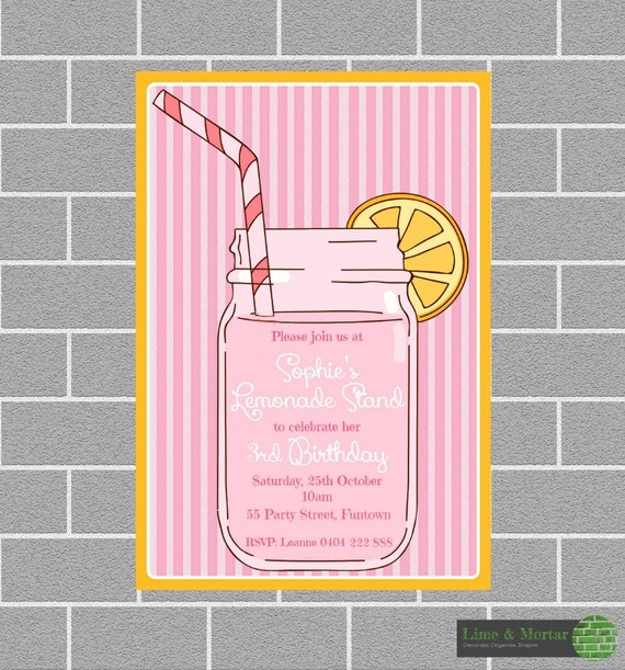 Items Similar To Lemonade Stand Party Invitation Printable On Etsy