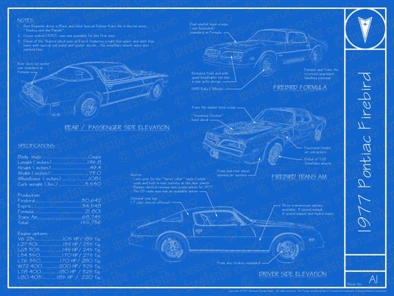 1977 Pontiac Firebird / Trans Am blueprint by WestsideDesignStudio