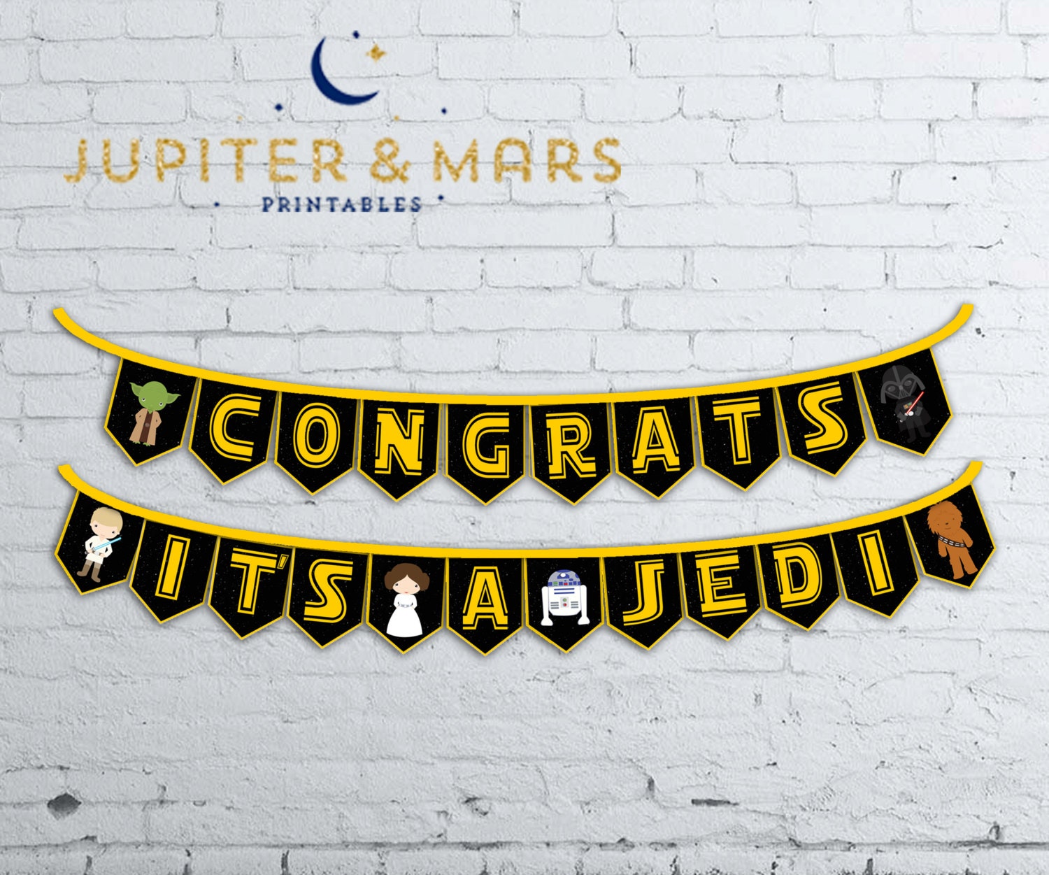 Star Wars Baby Shower Congrats It's A Jedi Bunting Banner