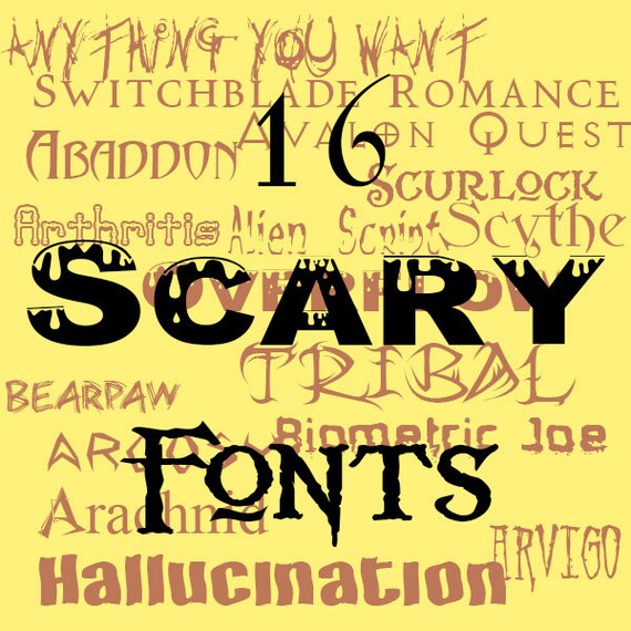 Scary Font Pack 16 Spooky TrueType Fonts For Personal or