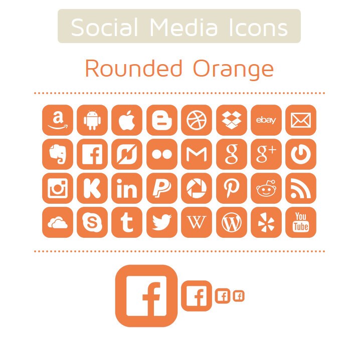 Orange Social Media Icons Set of 32 128 Icons in total