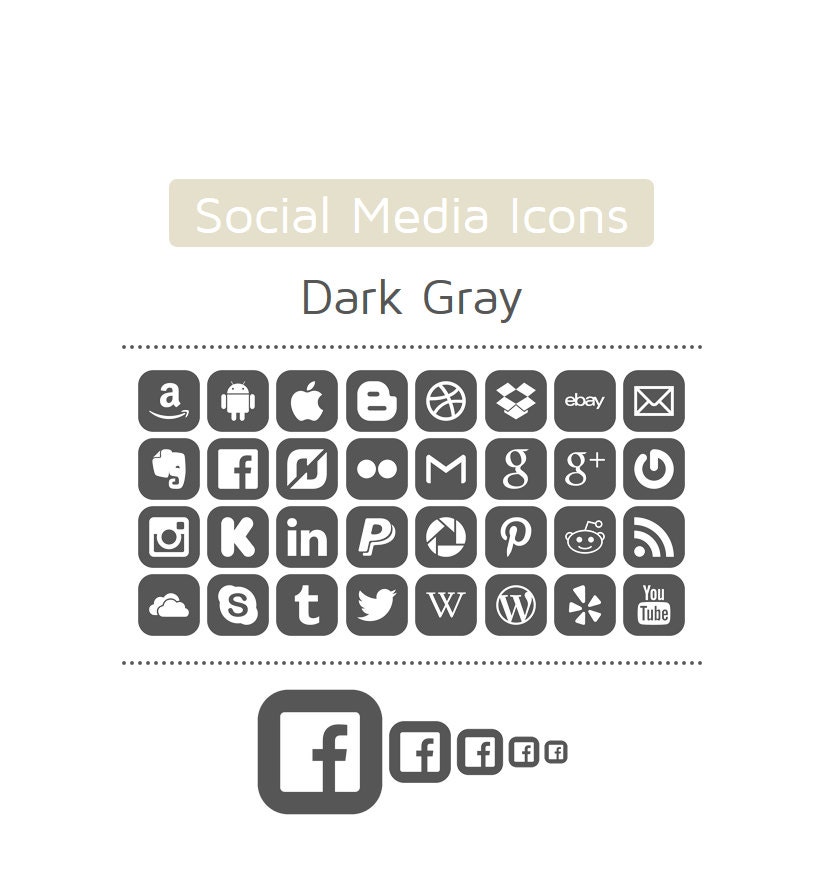Dark Gray Social Media Icons