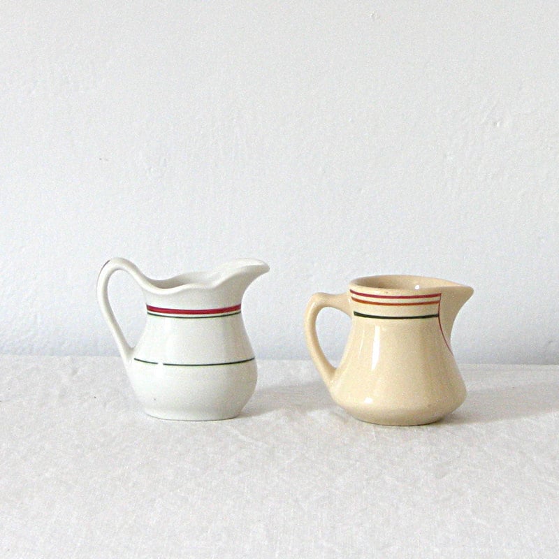 Pitcher Vintage Cream Striped Ironstone Pitchers Creamers Small Set of ...