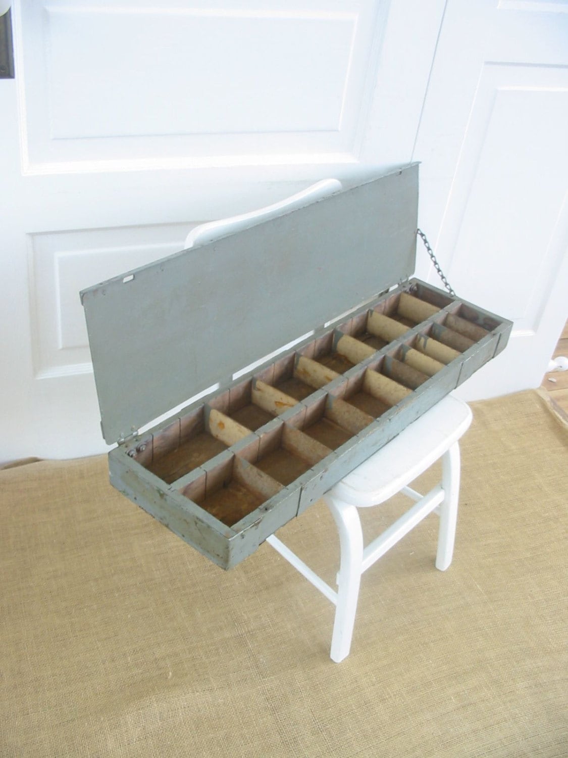 Vintage Wood Box Divided Tool Storage Primitive Industrial Supplies ...