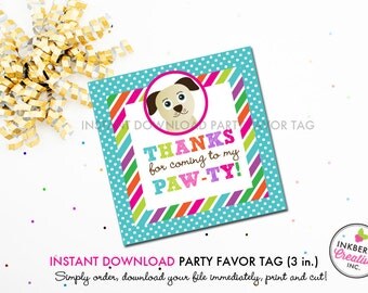 Girls' Puppy Paw-ty Printable Candy Bar Favor Wrappers