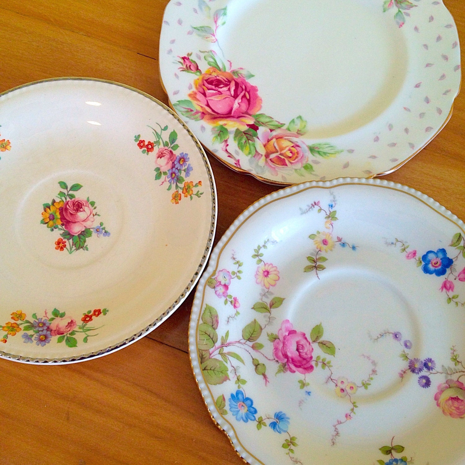 Set of 3 Vintage China Tea Plates – Roses – Dresser Decor – Jewelry ...