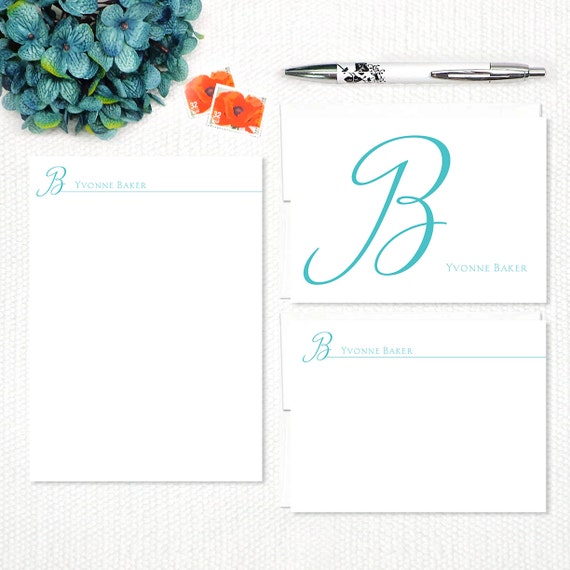 complete personalized stationery set CURSIVE INITIAL by naomilynn