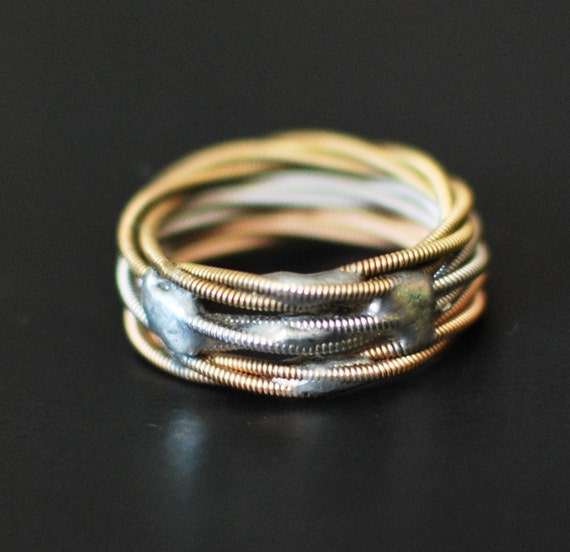 3 Stacked Guitar String Rings Guitar Gifts Stacking by dremeWORKS