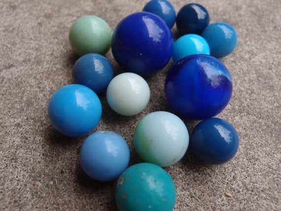 Vintage Glass Marbles Solid Colors Blue by QUIVERreclaimed on Etsy