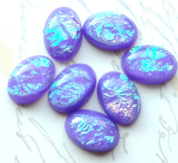 Items similar to 8pcs - Faux - FIRE OPAL - Light purple - 14mm x 10mm ...