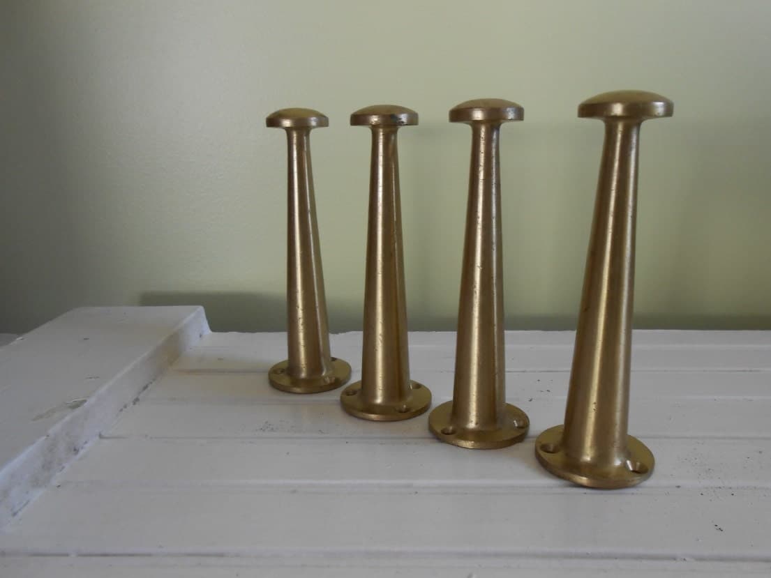 Large Vintage Solid Brass Wall Hooks Sturdy Set Of Two