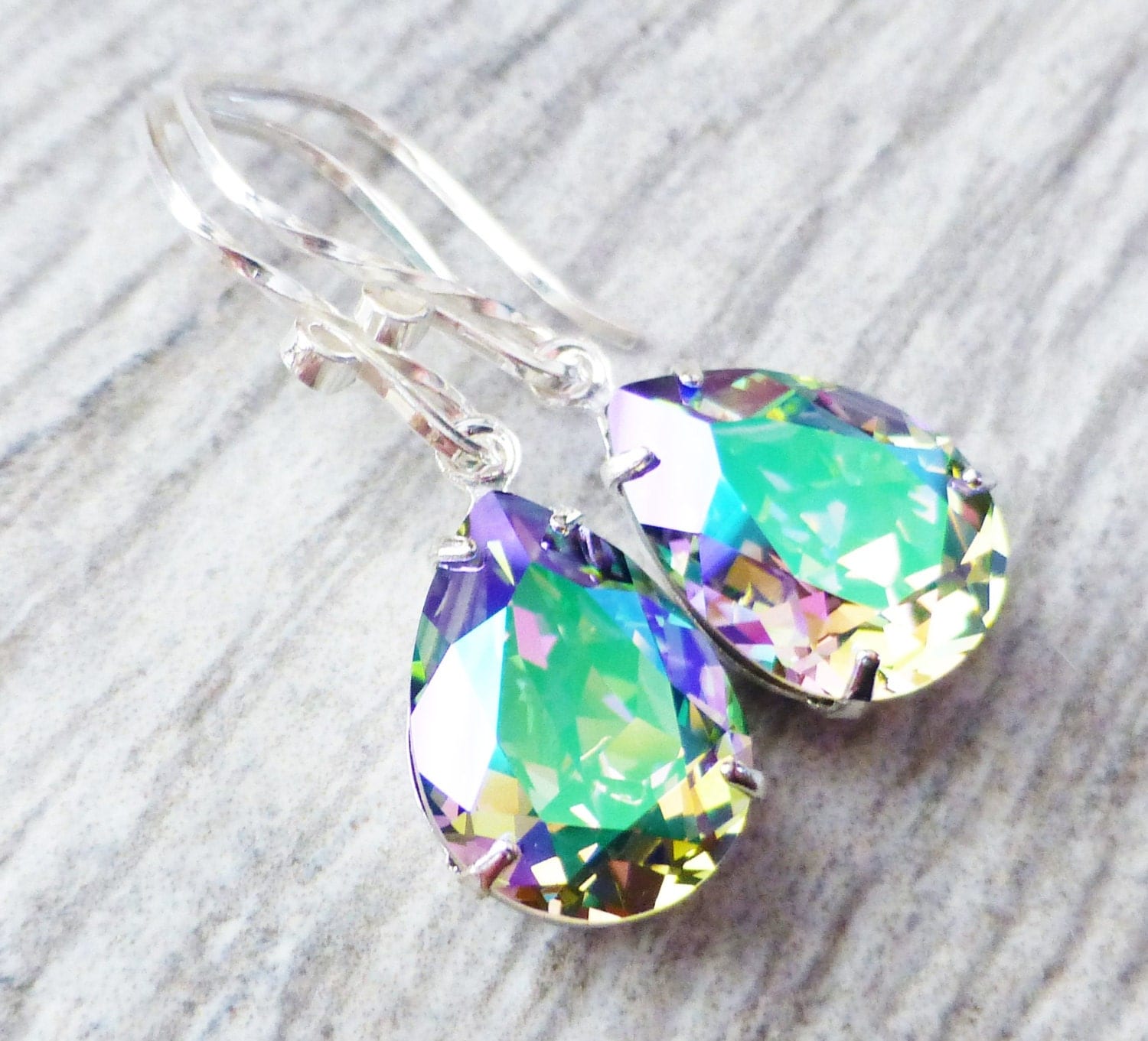 Paradise Prism Swarovski Crystal Drop Earrings Rainbow