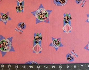 Vintage Minnie Mouse Fabric-1 Yard Pink Cotton Destash