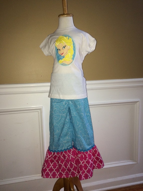 Items similar to Elsa Inspired Ruffle Pants Set on Etsy