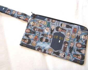ALL Doctors Doctor Who Fabric Wristlet Zipper Pouch