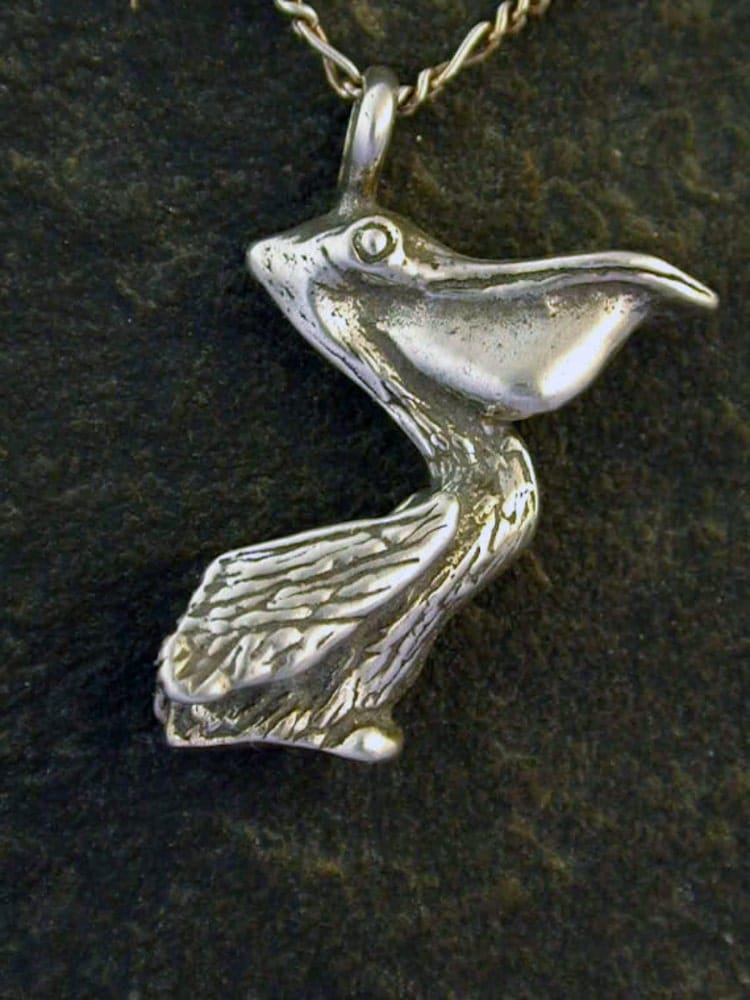 Sterling Silver Pelican Pendant on a Sterling Silver by peteconder