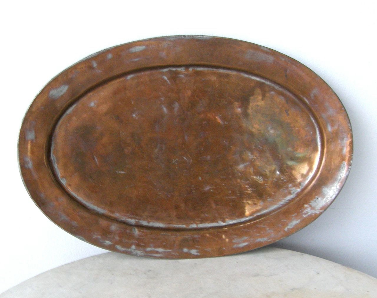 Antique SHEFFIELD PLATE TRAY or Platter Silver Over Copper Early 1800’s ...