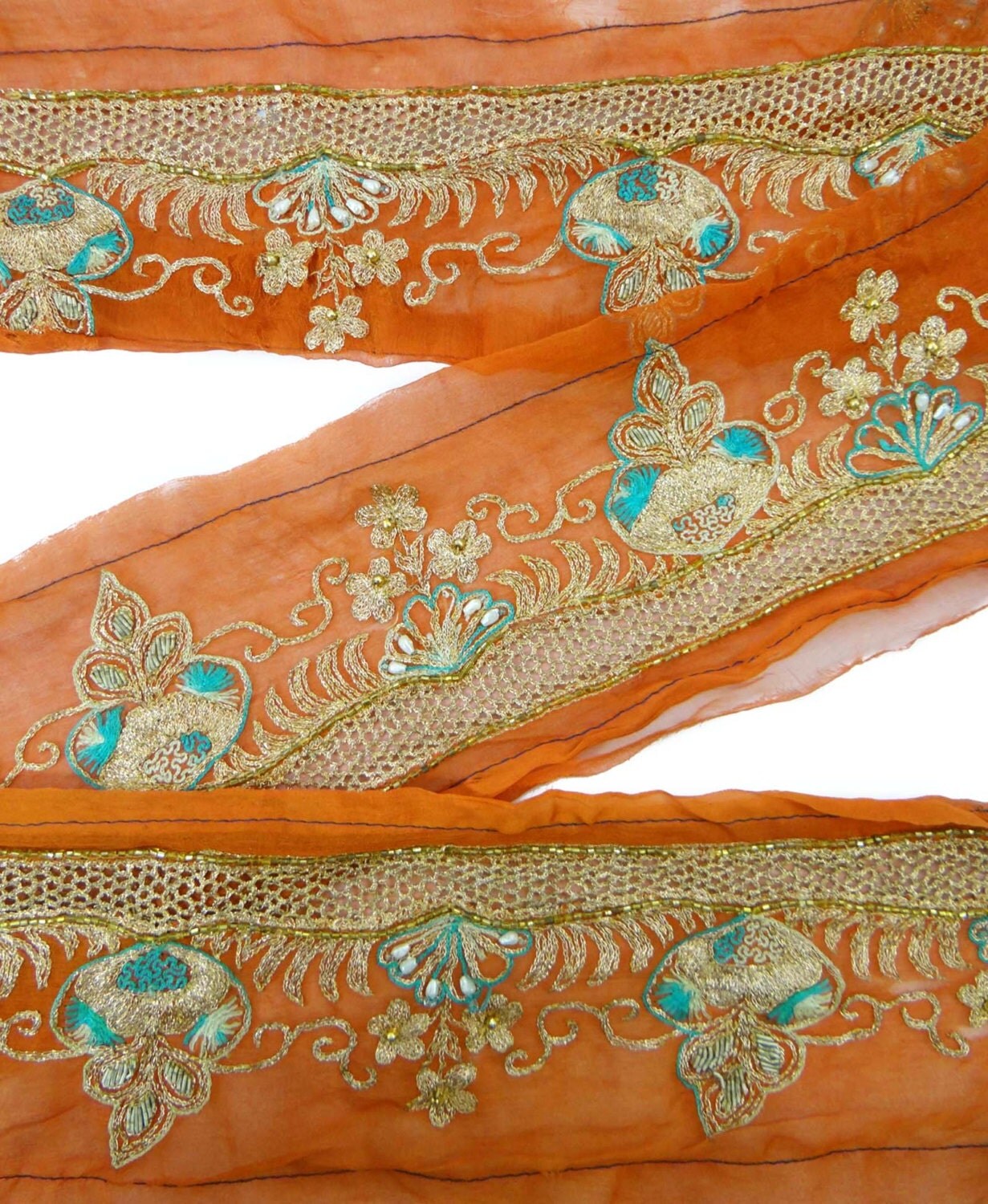 Vintage Sari Border India Ribbon Hand Beaded Embroidered 3″ Inches Wide ...