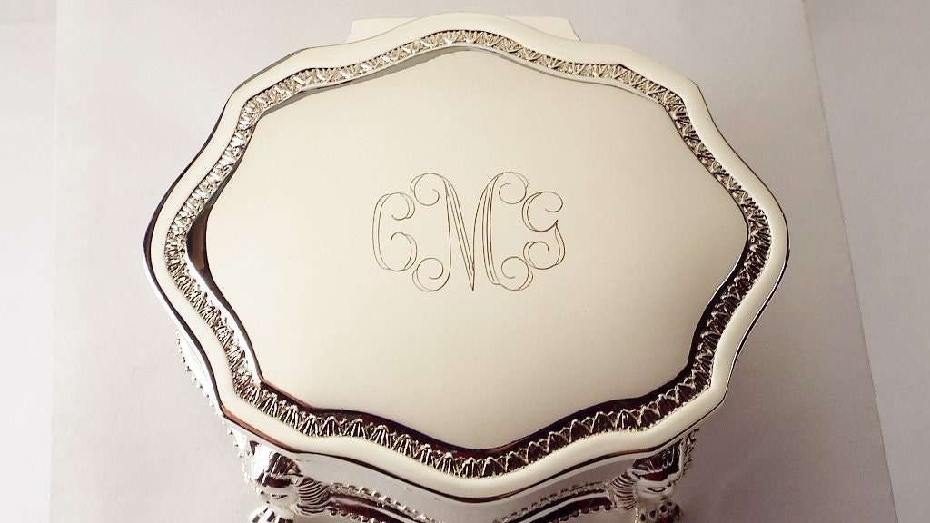 Custom Engraved Personalized Jewelry Box Silver by AnniesHours