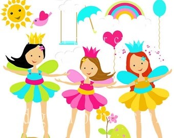 50% Sale ... Clipart Fun Fairies Commercial Use INSTANT DOWNLOAD