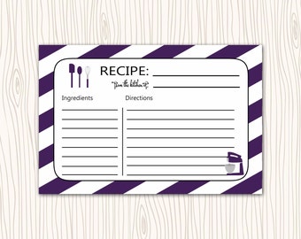Purple recipe card | Etsy