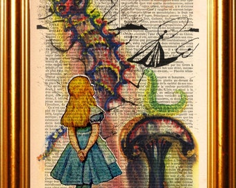 Alice Print Alice meets Mona Lisa Print on upcycled