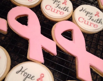 Popular items for pink ribbon cookies on Etsy