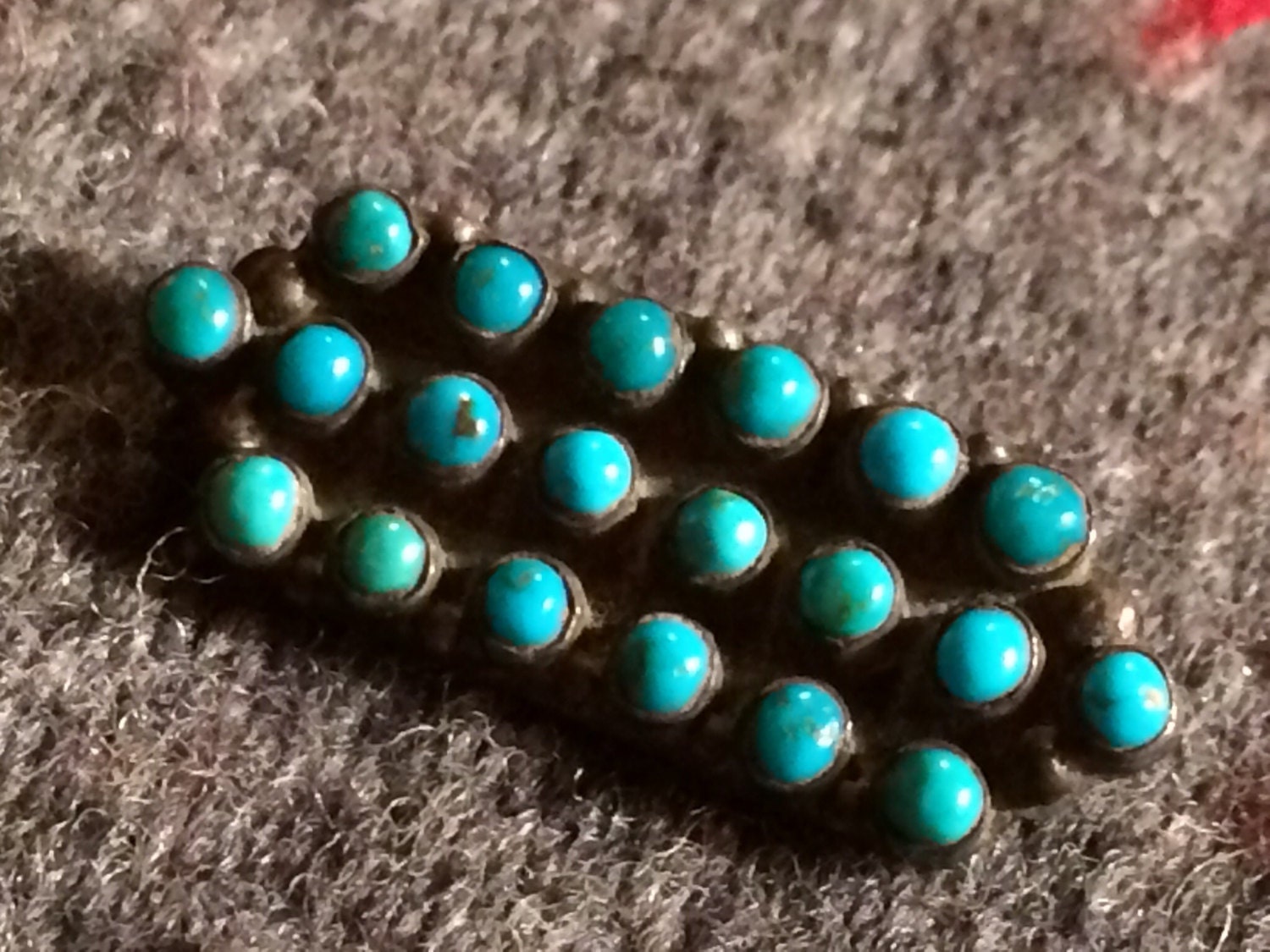 Vintage Handmade Native American Zuni Bezel Set Snake Eye Turuoise Pin ...