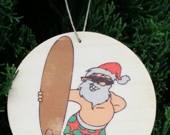 Santa surfboard | Etsy