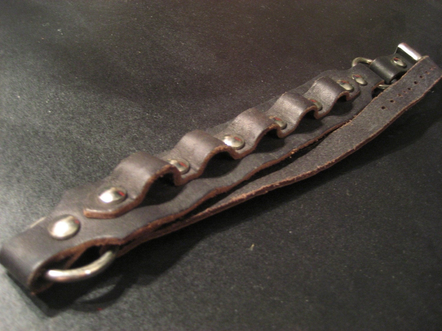 Vintage Leather Bullet Holder Studded Boot Strap Biker RNR PUNK collar ...