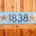 Aqua and Blue Address Sign with Starfish Mosaic House Number