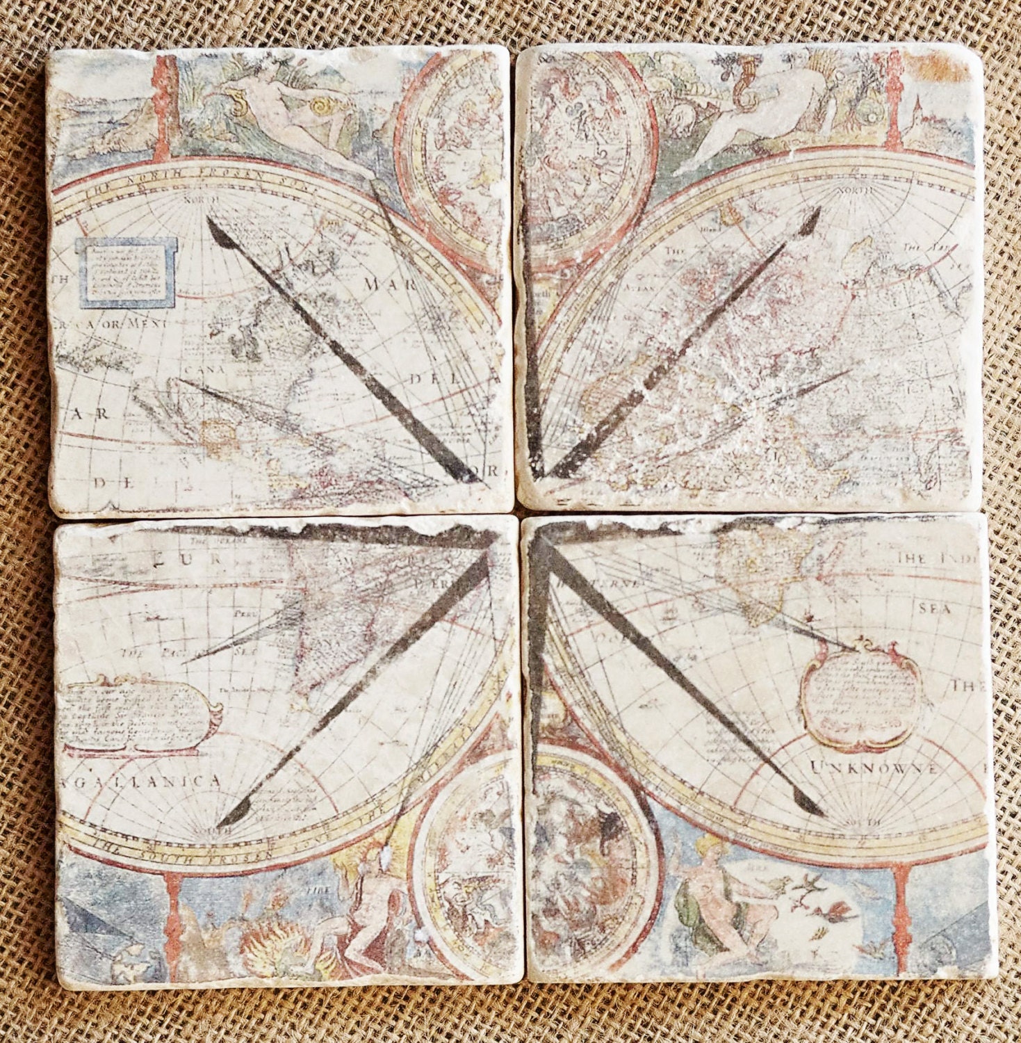 World Map Coasters Map Decor Nautical Decor Traveler