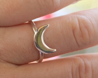 Sterling Silver Moon Ring, Hand Brushed Silver, Gypsy Rings, Ring ...