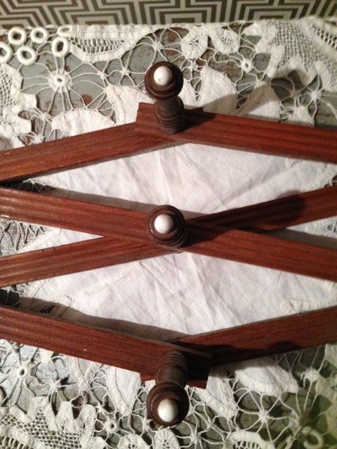 Vintage French Wooden Bakelite Criss Cross Hanging Rack With Brass ...