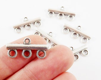 4 Triangle Multi Three Strand Link Connector Matte Silver