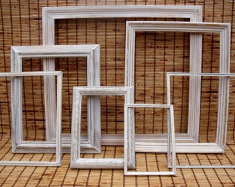 Antique White Painted Frames, Open Photo Frames, French Provincial ...
