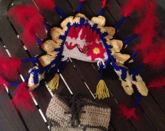 Indian Headdress Crochet. Crochet Headdress for Newborns/Infants.