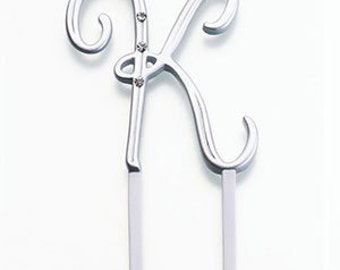 Small Silver Rhinestone Monogram Letter "K"