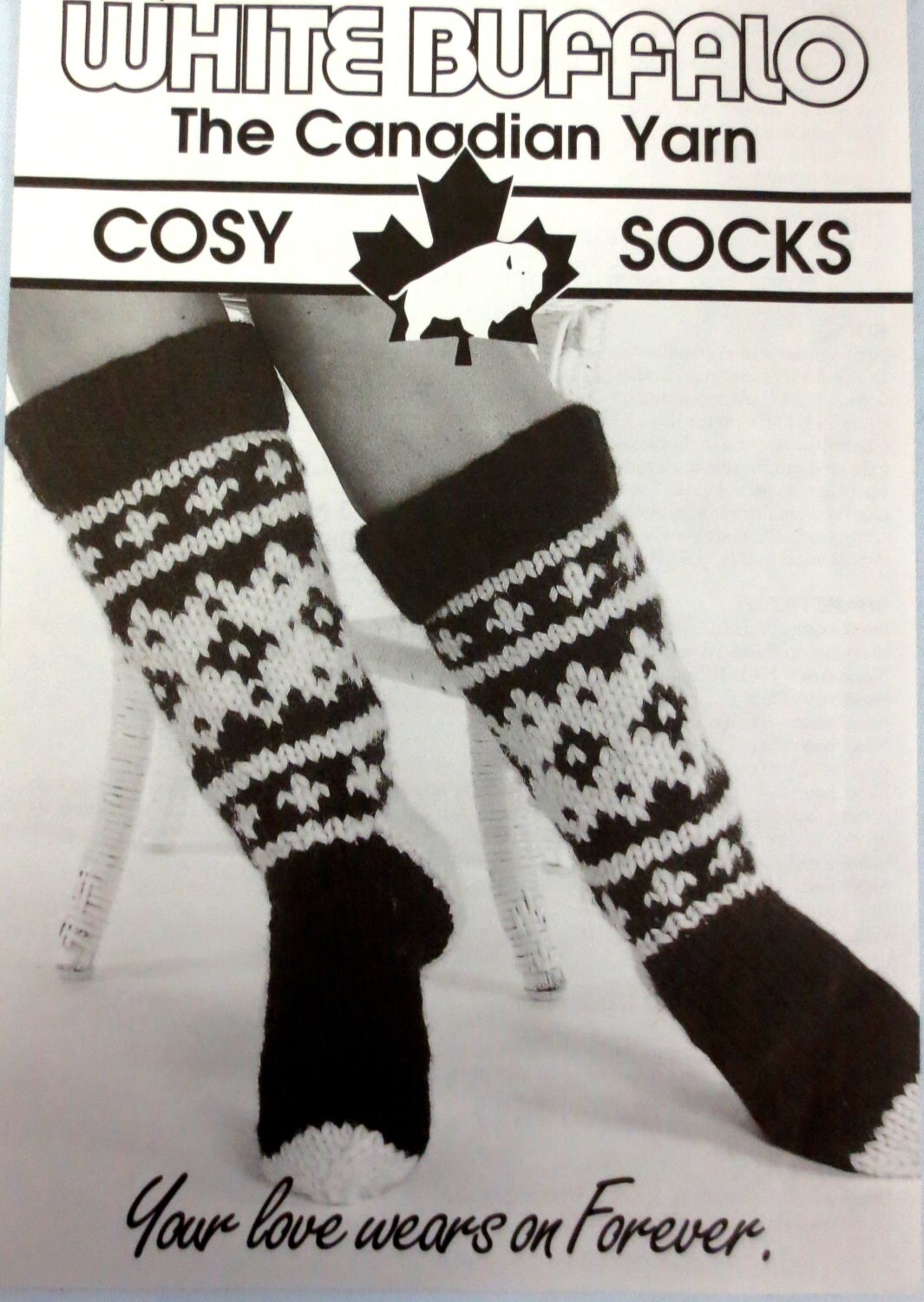 White Buffalo Wool Cowichan Socks 100 & Spinrite Sock Pattern