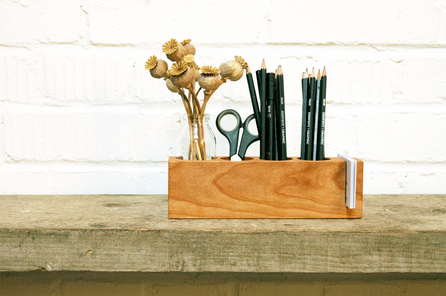 Pen Holder Wood Desk Organizer. Wooden Pencil Holder Wood