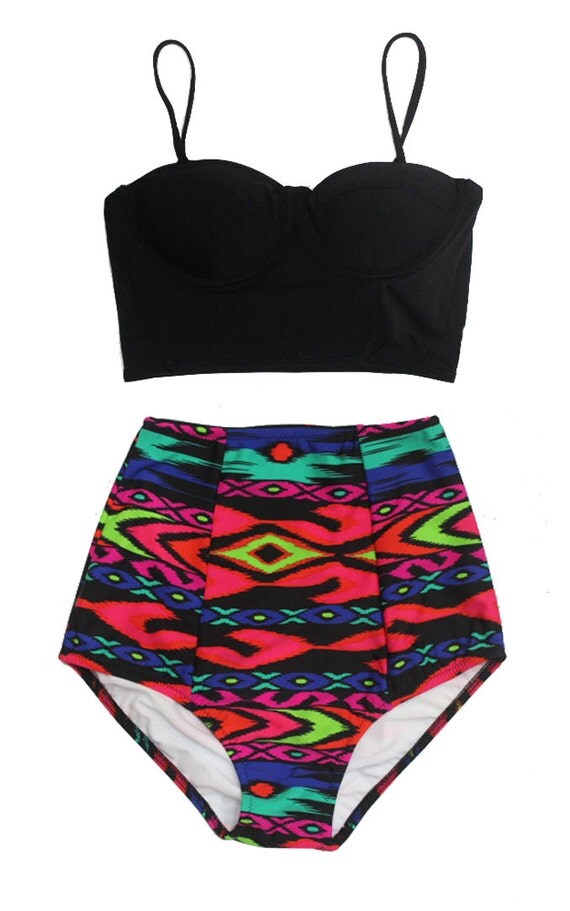 Black Midkini Underwire Underwired Top And Tribal By Venderstore