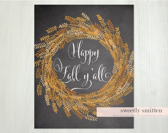 Items similar to Happy Fall Y'all PRINTABLE. Customized Fall Decor ...