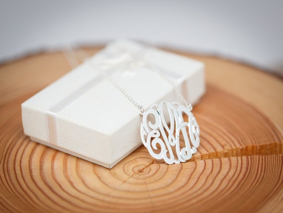 925 Sterling Silver Personalized Monogram Necklace Classic