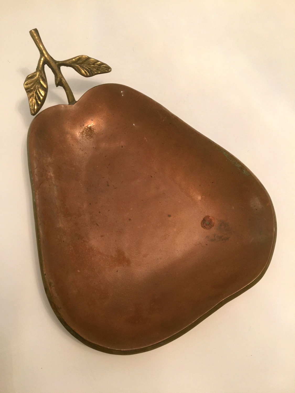 Vintage Copper and Brass Pear Shaped Serving Platter With Stem Lots of ...