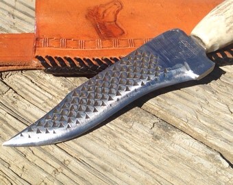 Custom Hand Made Rasp Skinners Knife with Sheath