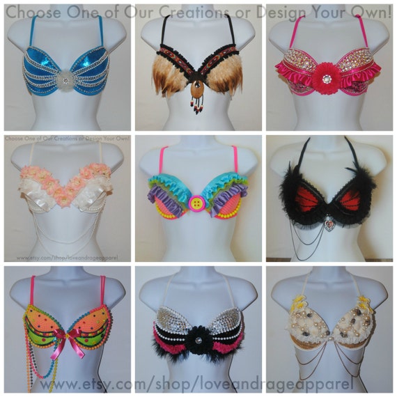 Decorated Bra / Festival Bra / Rave Bra by Loveandrageapparel