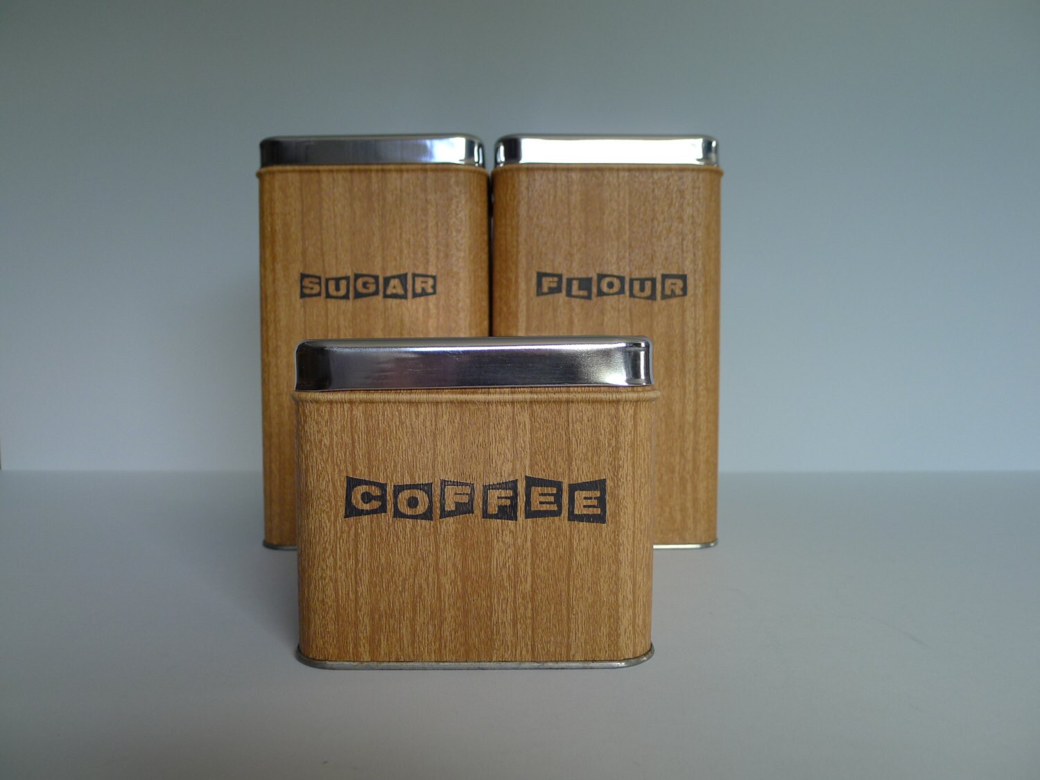 Vintage Kreamer Ware Faux Wood and Chrome Canister Set – Haute Juice