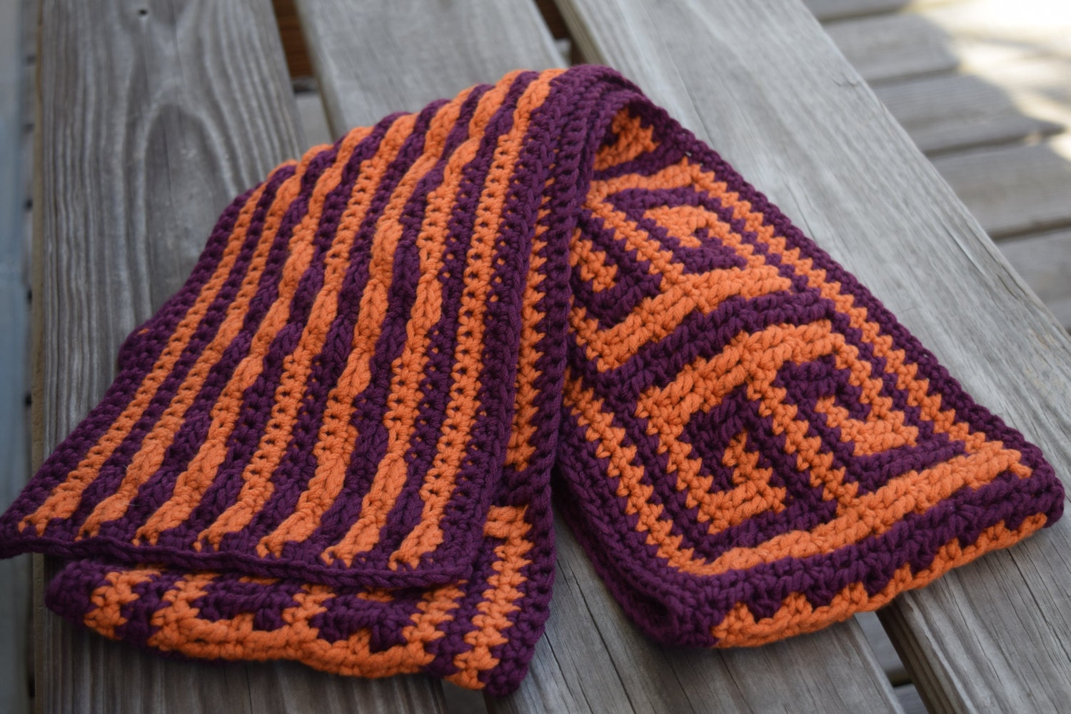 Square Greek key scarf crochet pattern for men or women