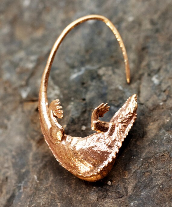 Pair Lizard Earring Animal Jewelry Bronze Silver Nature Pair