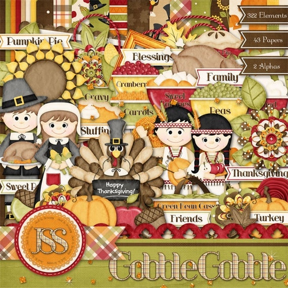 Thanksgiving Digital Scrapbook Kit Gobble by JssScrapBoutique